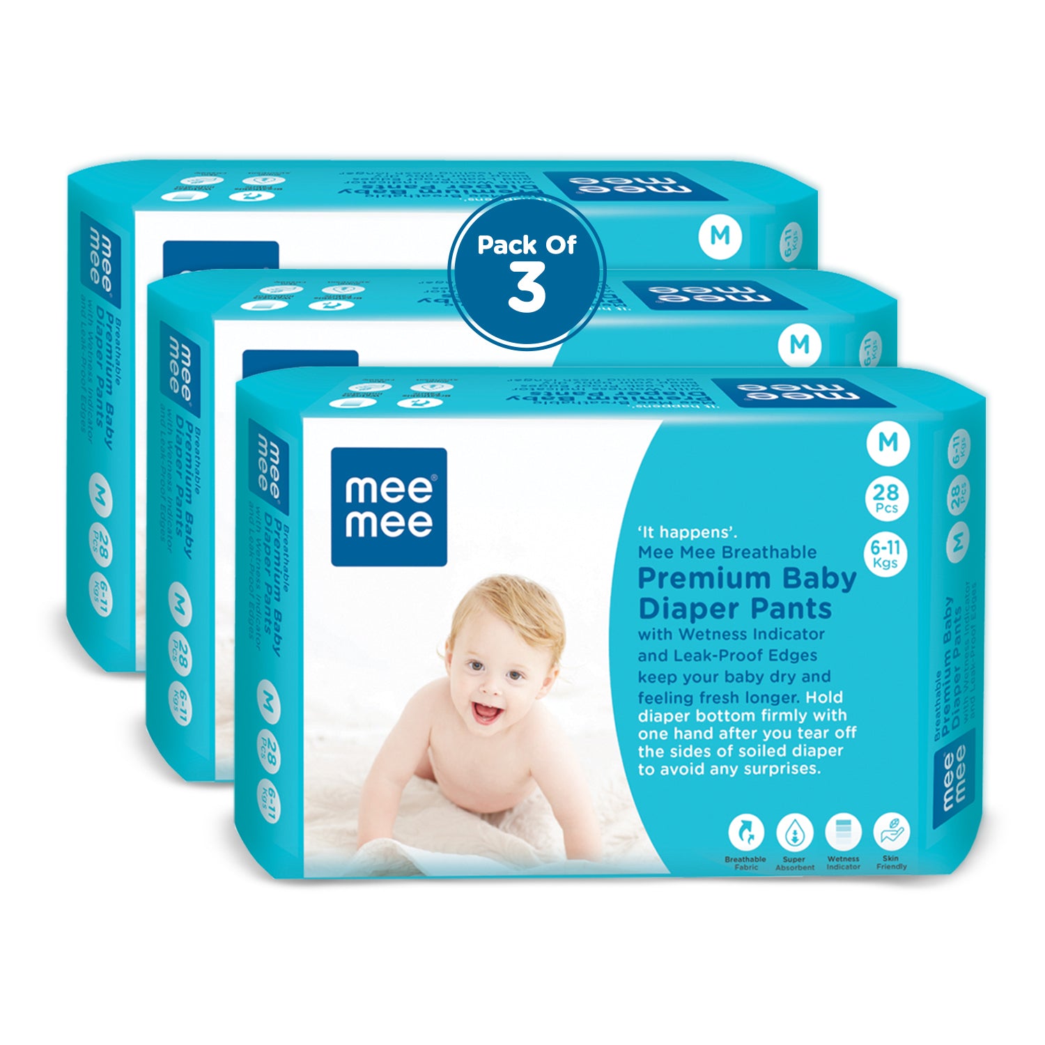 Mee Mee Medium Size Baby Diapers – Secure Fit & Long-Lasting Dryness – Me n Moms
