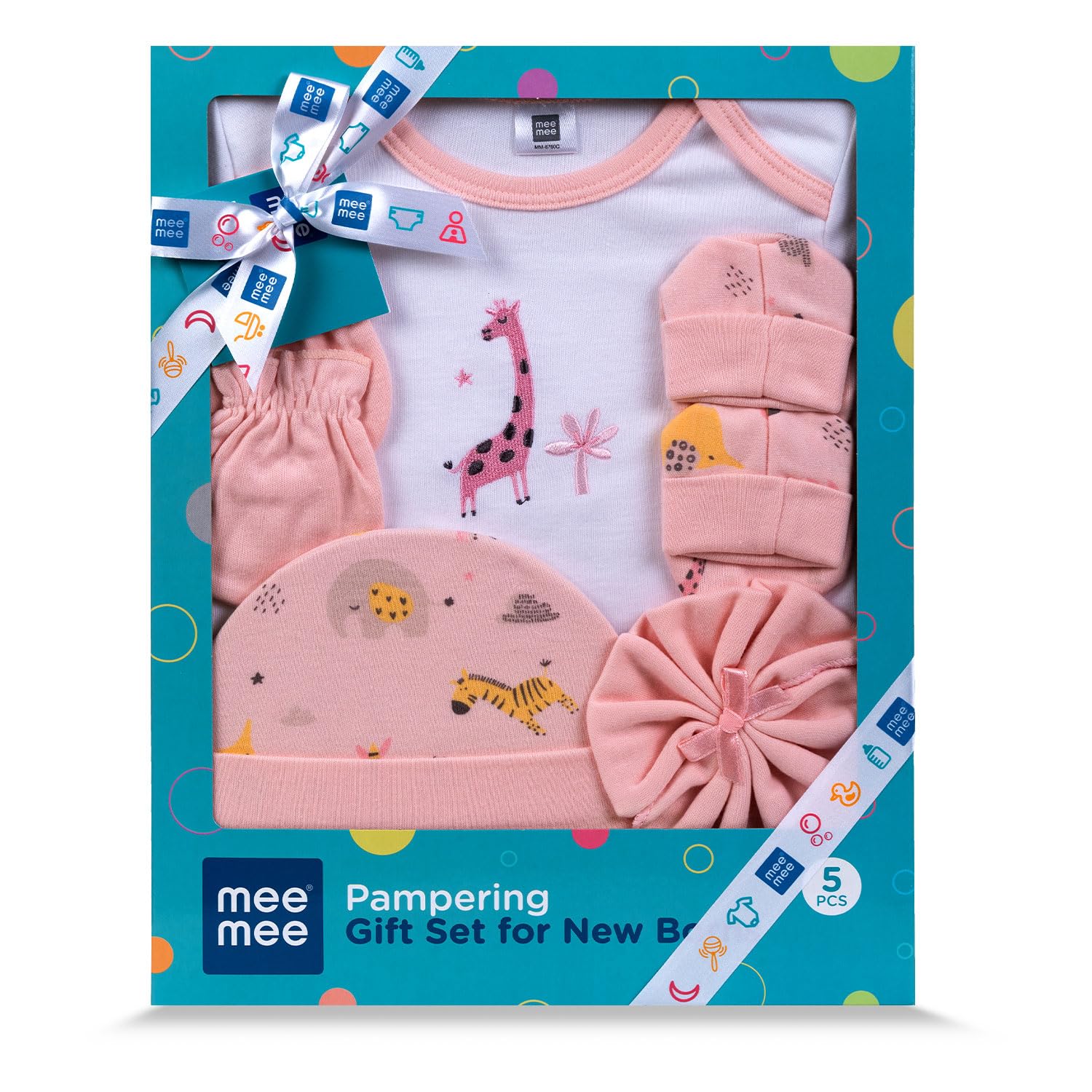 Mee Mee Newborn Baby Gift Set Pack of 5 – Soft Cotton Essentials (Pink