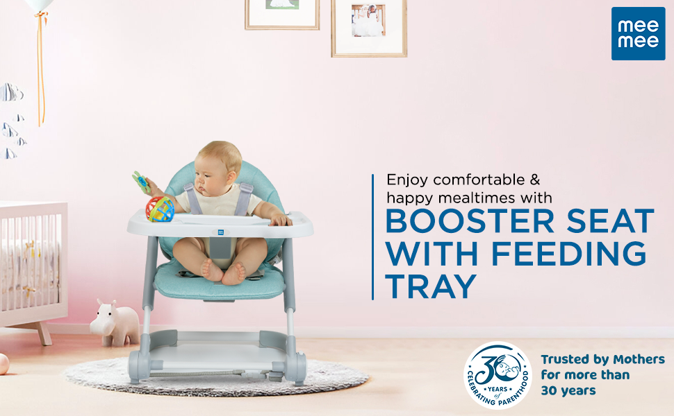 MEE MEE Grey Booster Seat: Elevate Mealtime Joy for Your Baby in Style ...