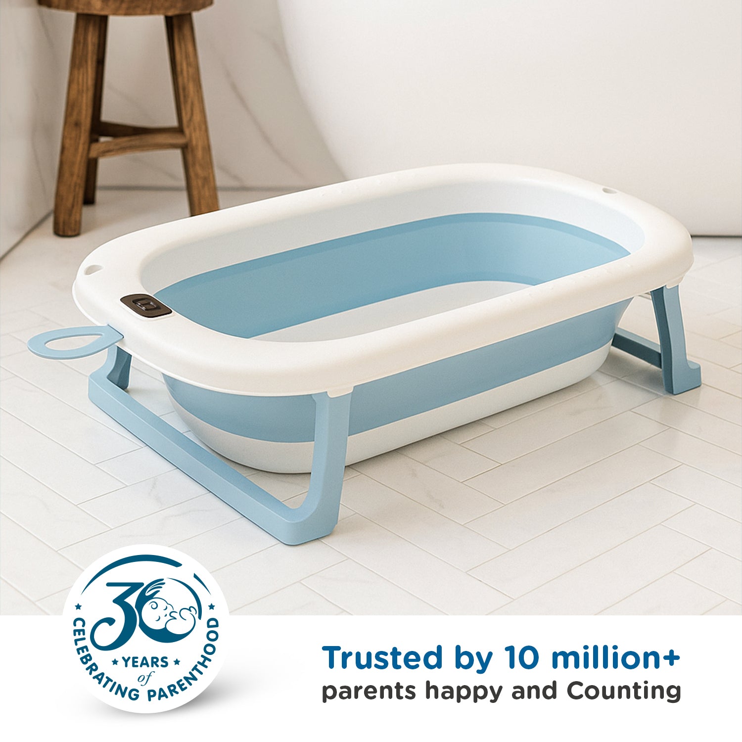 Foldable Baby Bath Tub with Digital Temperature Display and Soft Newbo