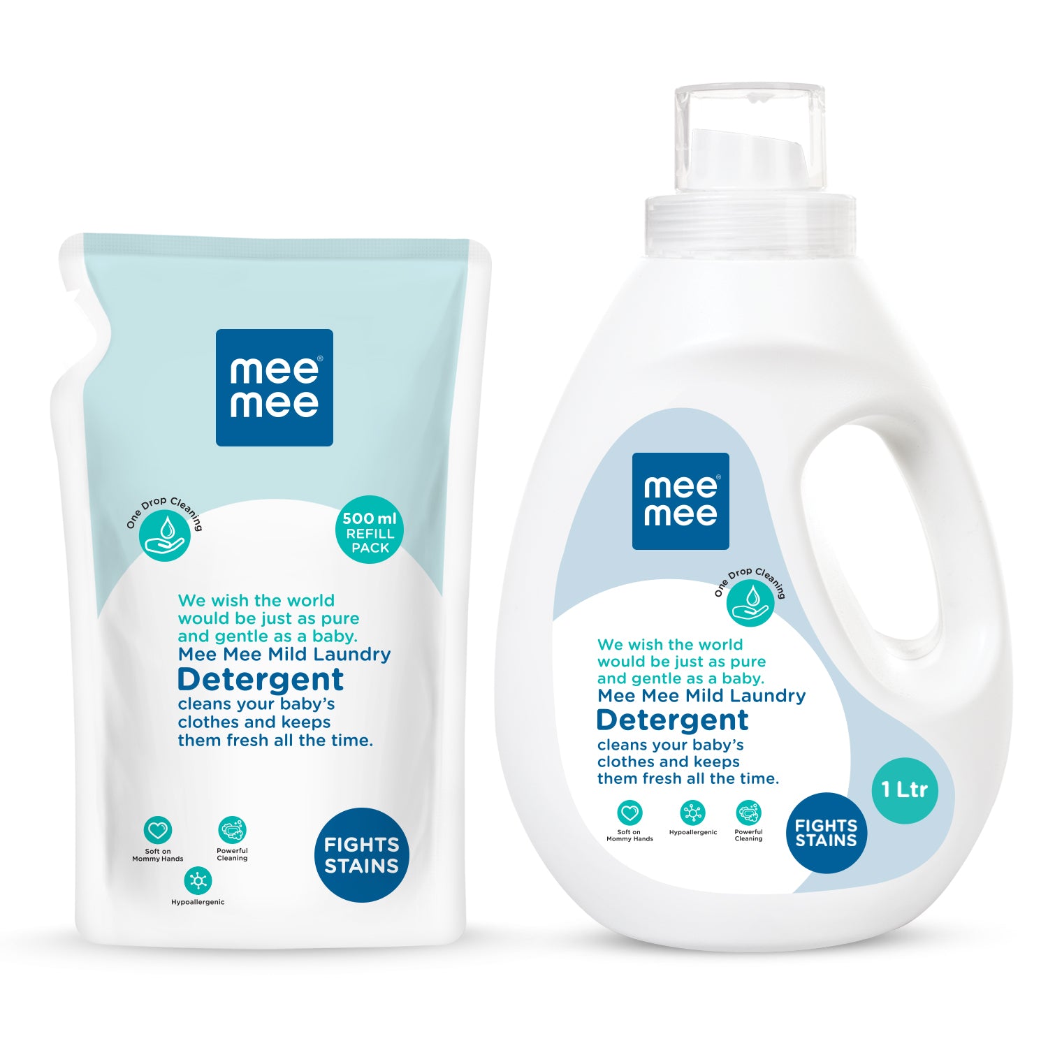 Mild Baby Liquid Laundry Detergent (500 ML - Refill Pack) + Mee Mee mi