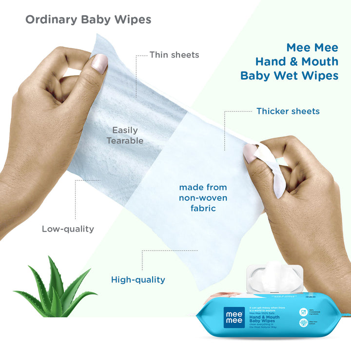 Mee Mee Baby Wet Wipes with Aloe Vera Extract – Gentle, Hypoallergenic ...
