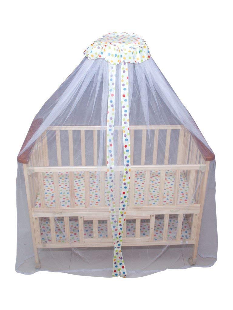 Mee Mee Wooden Baby Cot with Adjustable Height & Mosquito Net (Wooden ...